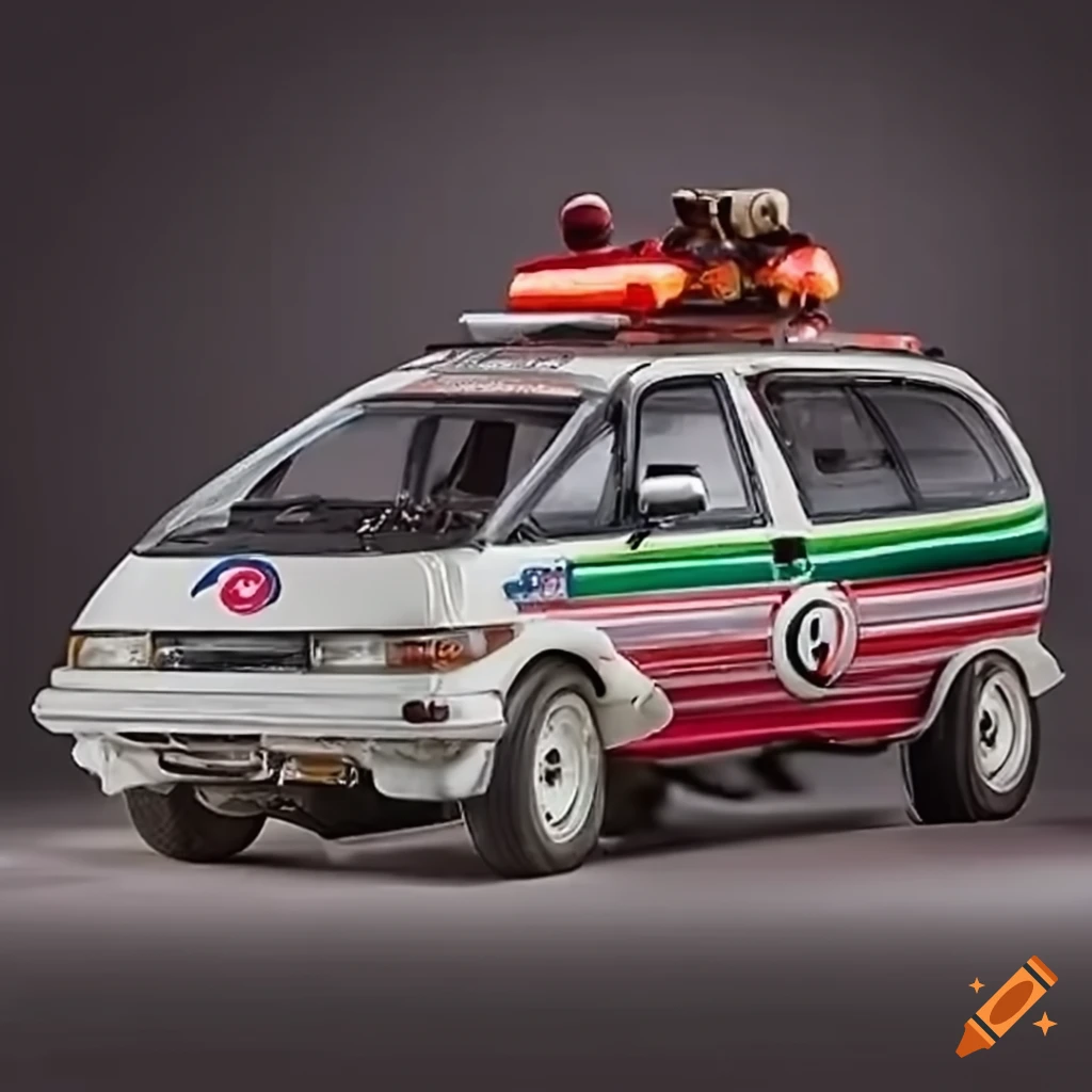 Rally car with ghostbusters racing design
