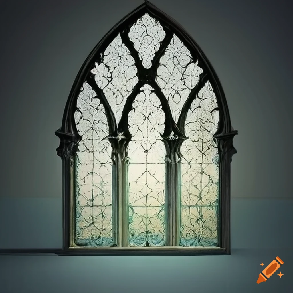 Gothic window with islamic leaves art