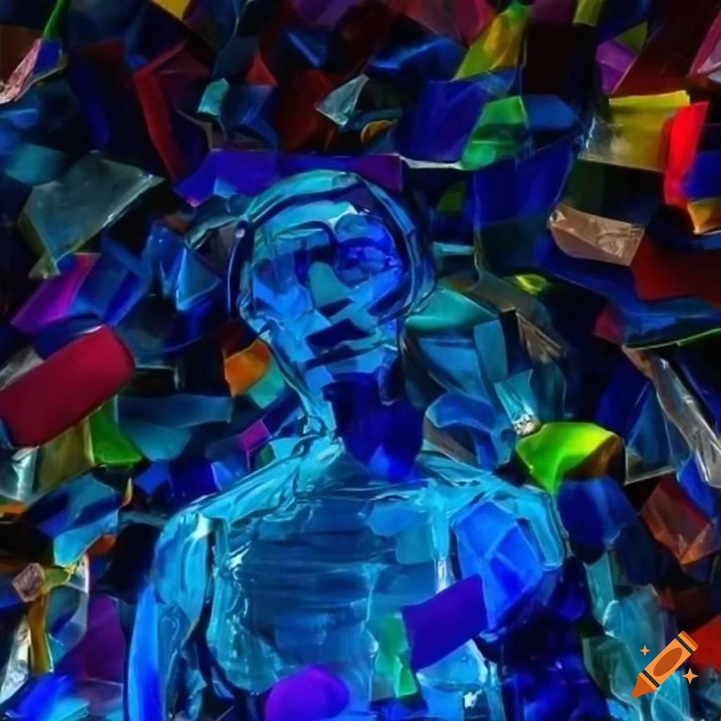 Glass Sculpture Of A Fragmented Man On Craiyon