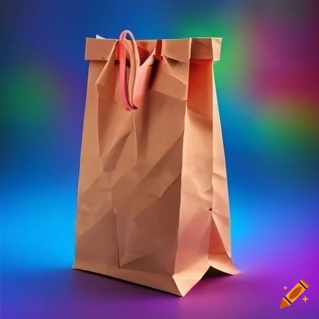 Colorful paper bags with Kiel-Pak print design on Craiyon