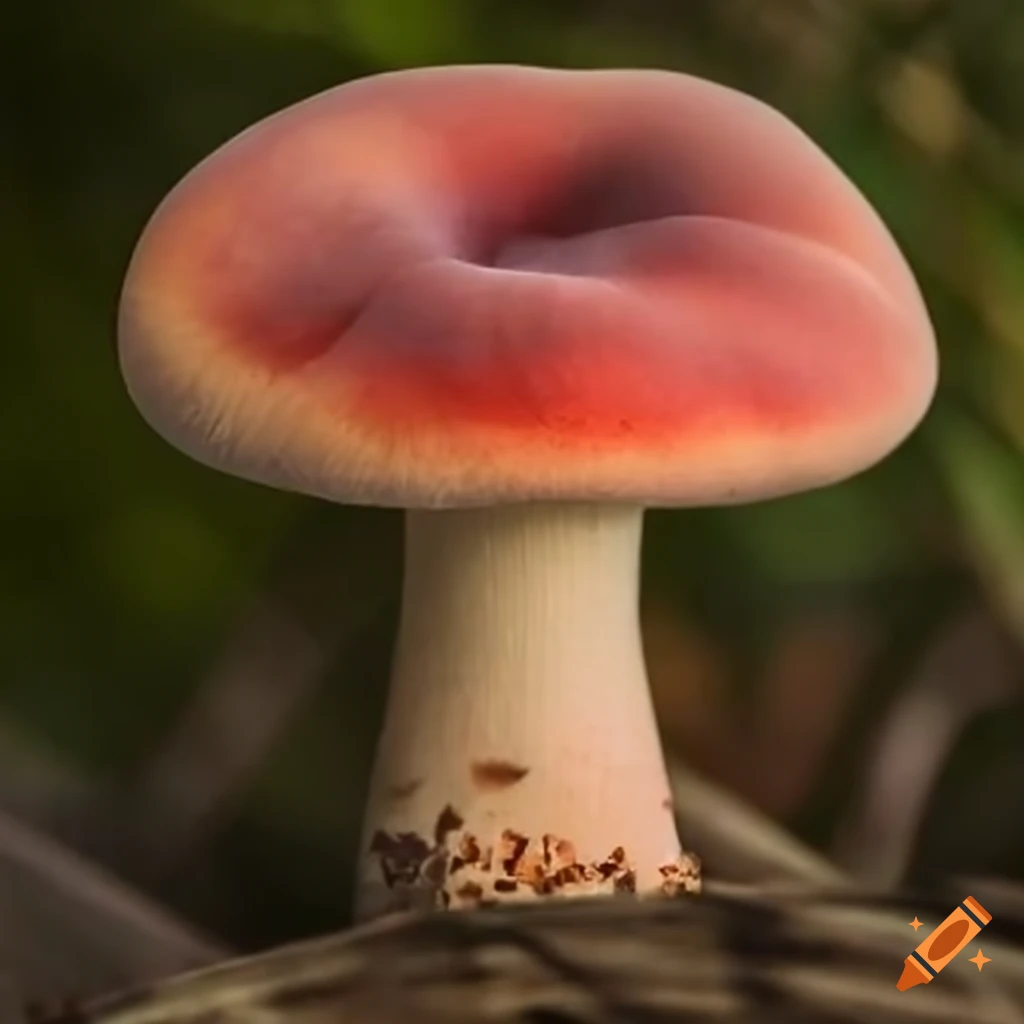 Peach-shaped mushroom growing on Craiyon