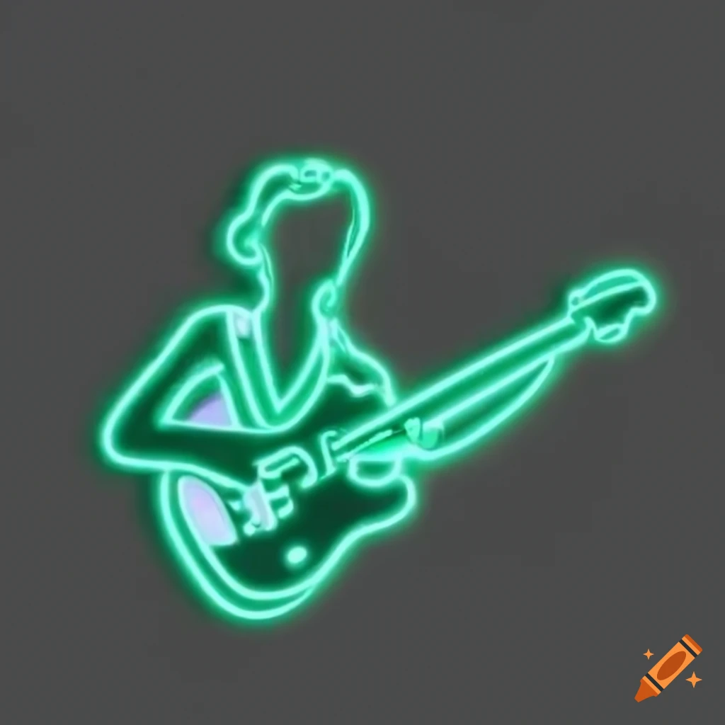 Neon line art of a man playing guitar and a woman singing on Craiyon