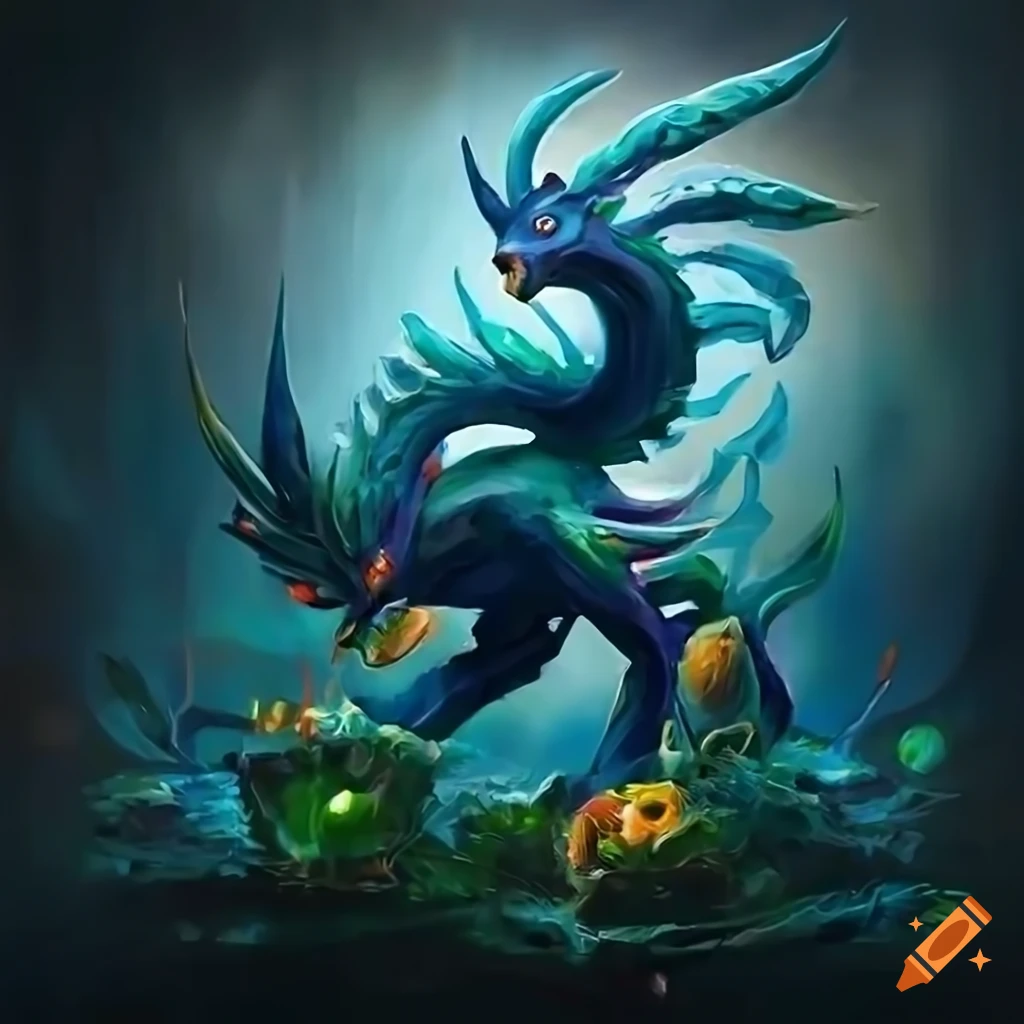 Oil painting of an elegant aquatic mythical creature