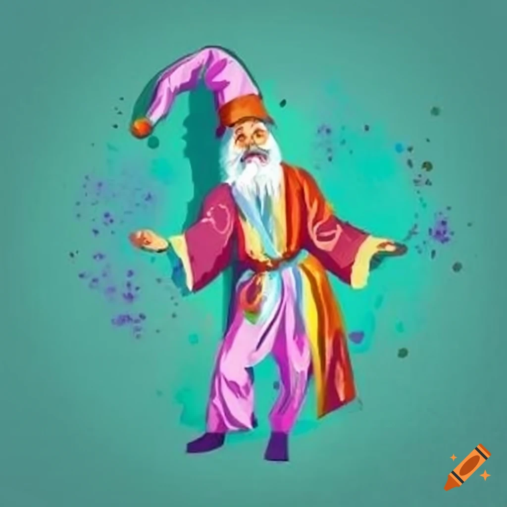 Sketch pop art of a male wizard partying