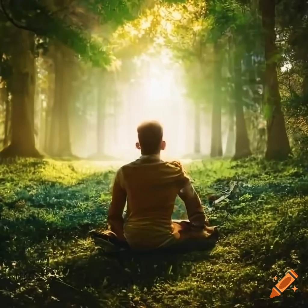 Man enjoying nature with butterflies around on Craiyon