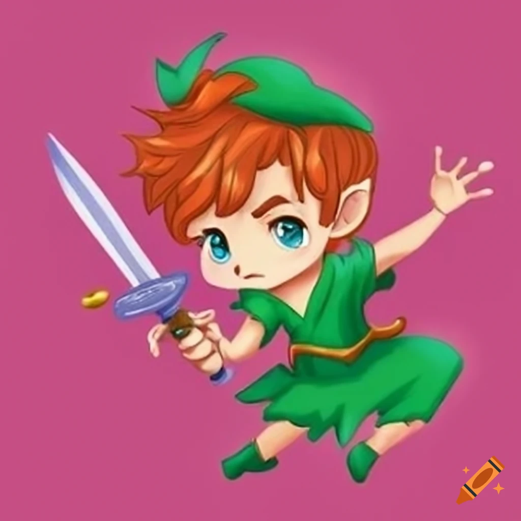 Cute peter pan with a sword