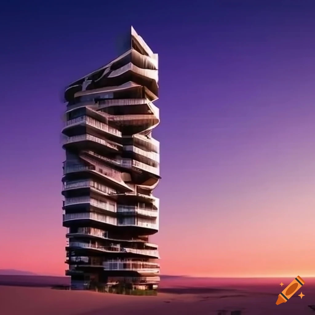 Modern ecological apartment tower in the desert