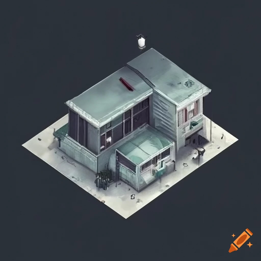 Isometric view of a military base from above