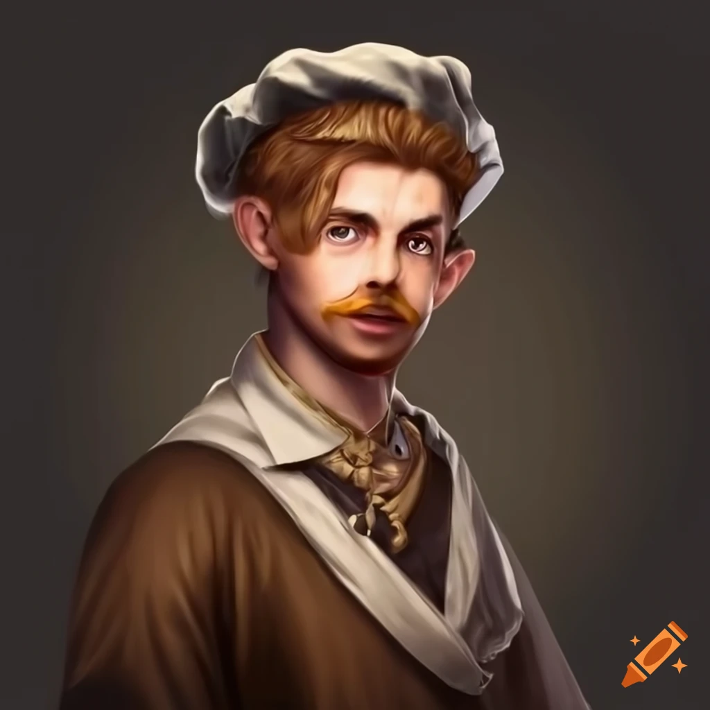 Illustration of a young adult wizard with a chef hat on Craiyon