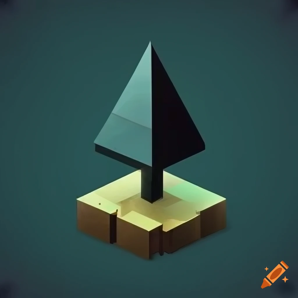 Top-down black glass obelisk in isometric 2d game art