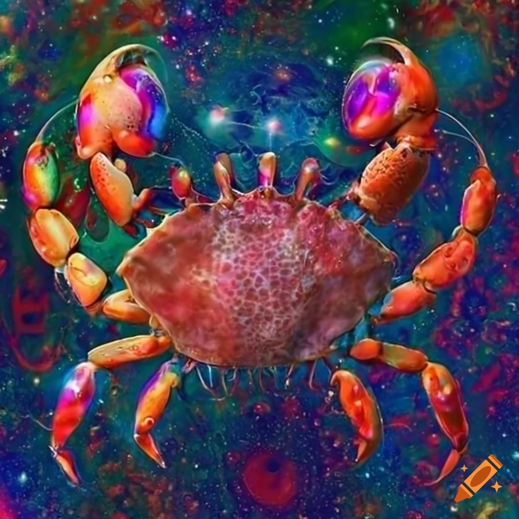 Vibrant zodiac cancer crab symbol underwater on Craiyon