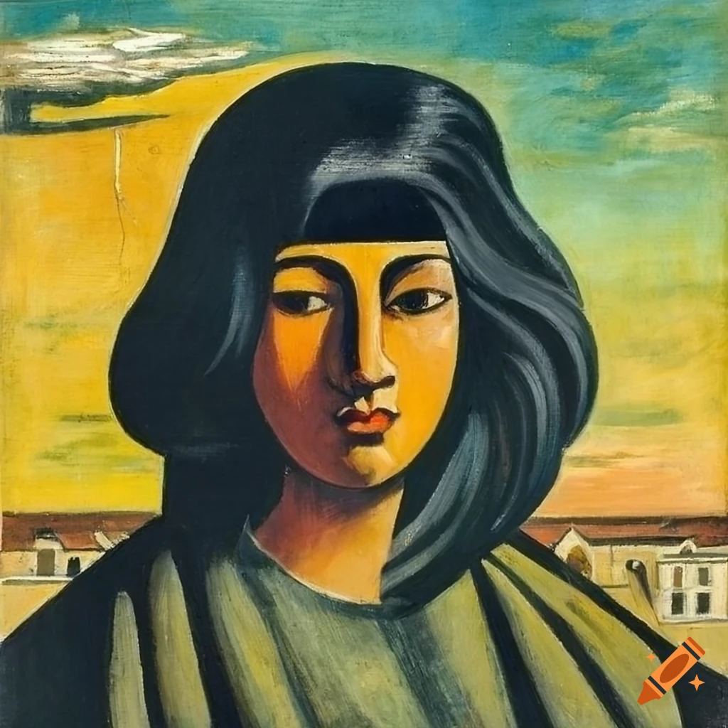 Max ernst style portrait of a young woman on Craiyon