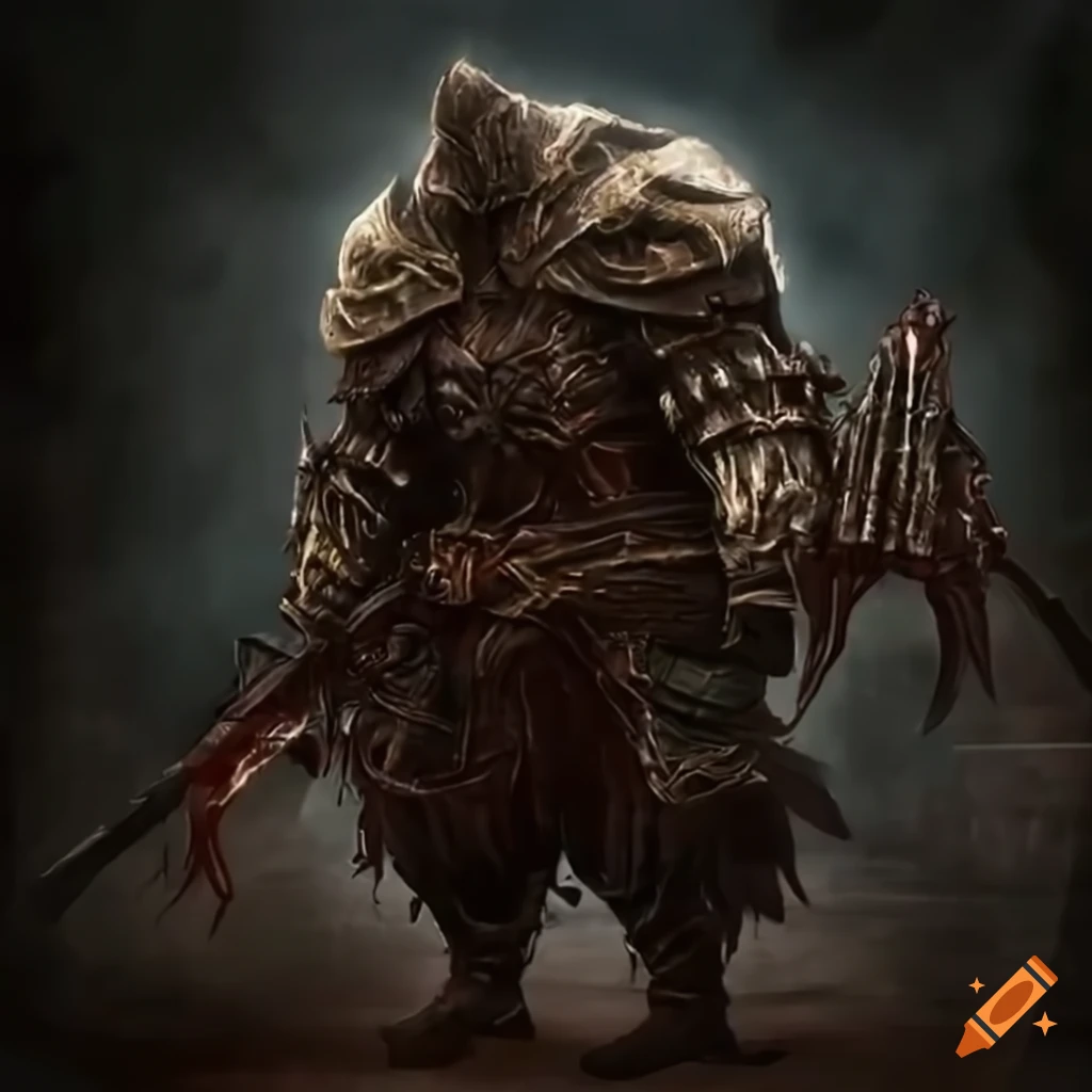 Dark fantasy boss with a massive weapon