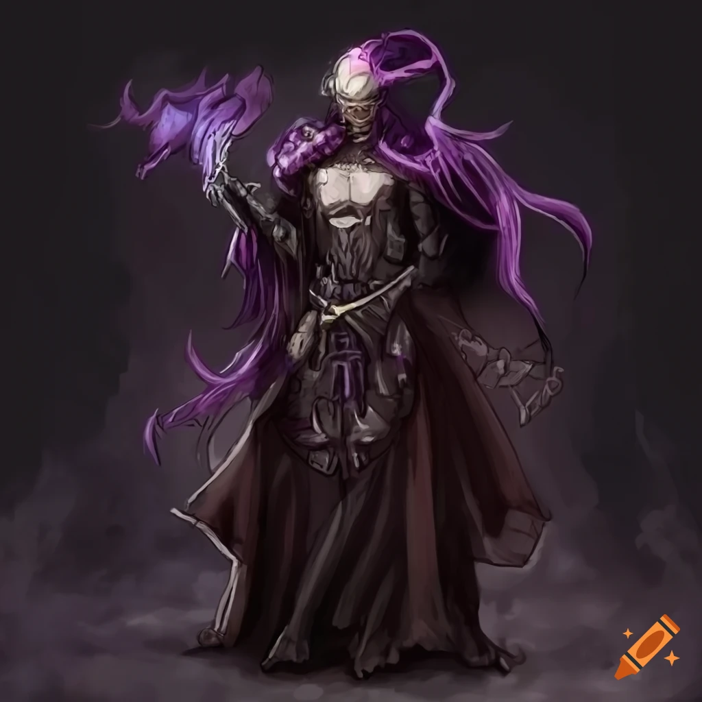 Image of a necromancer robot in a tunic on Craiyon