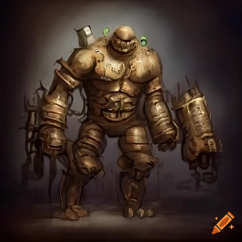 Concept art of a steampunk golem on Craiyon