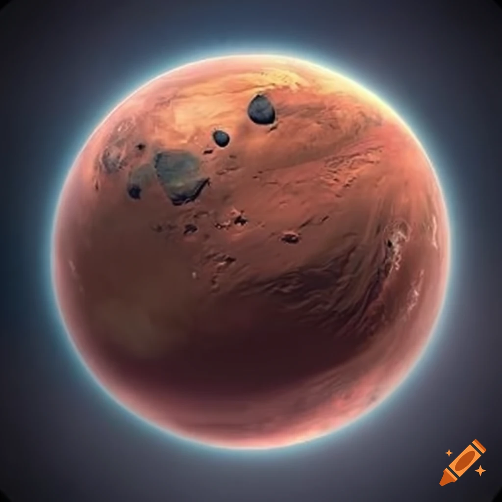 View of a desert planet from space on Craiyon