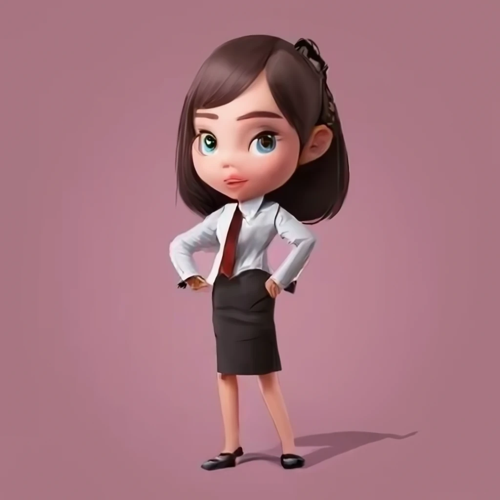 Cartoon businesswoman in suit smiling