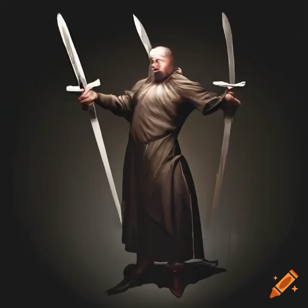 Person with three swords on Craiyon