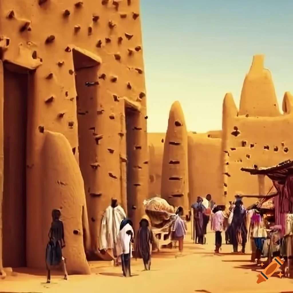 Futuristic depiction of timbuktu with modern technology on Craiyon