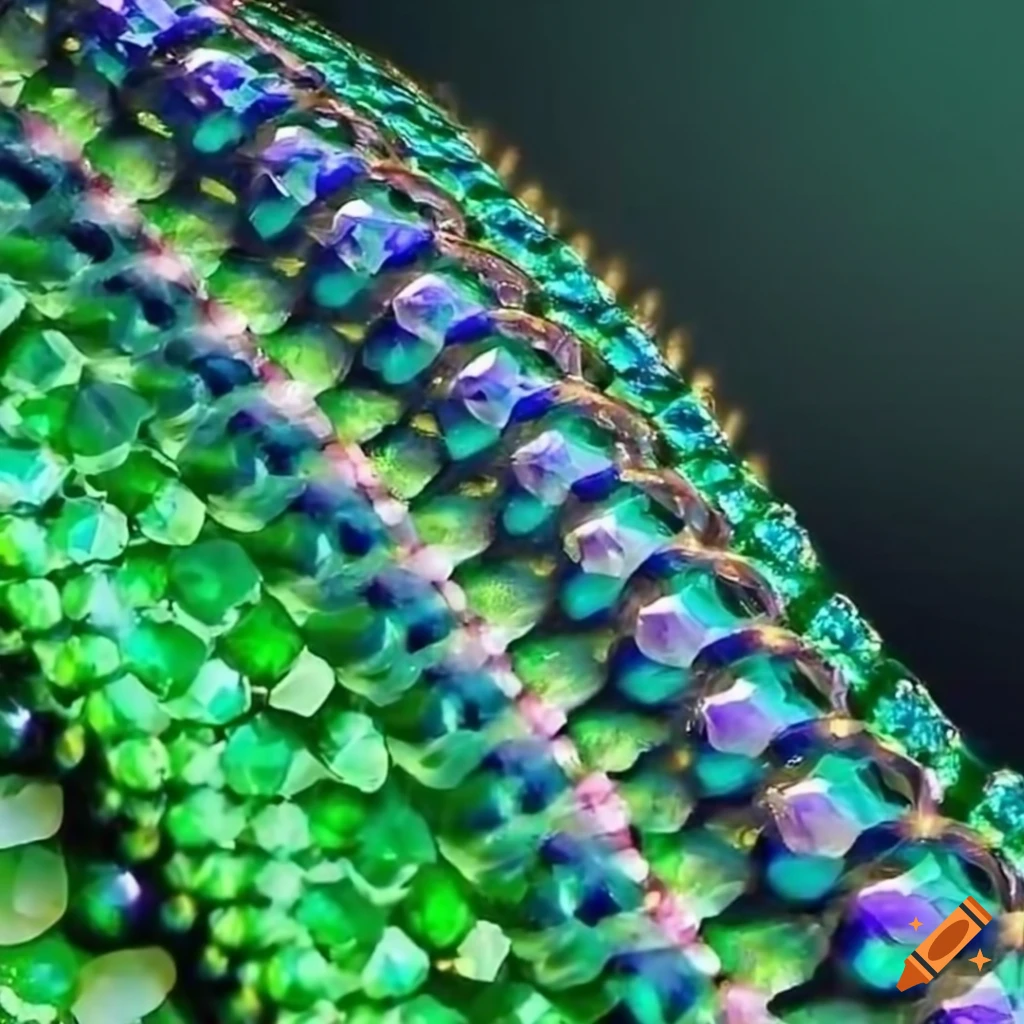 Hyperrealistic portrait of a mermaid with emerald and diamond scales on ...