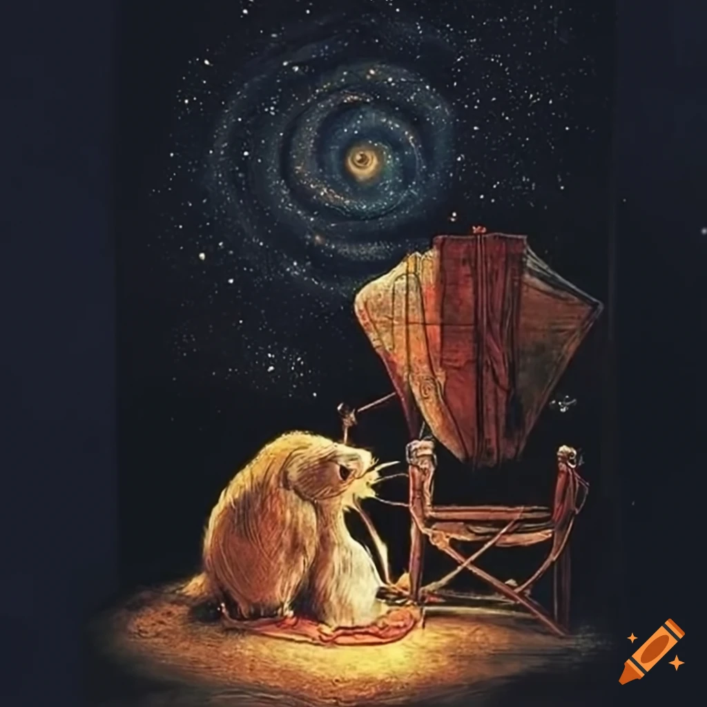 Stone lithograph illustration of rabbits in a wide-angle view