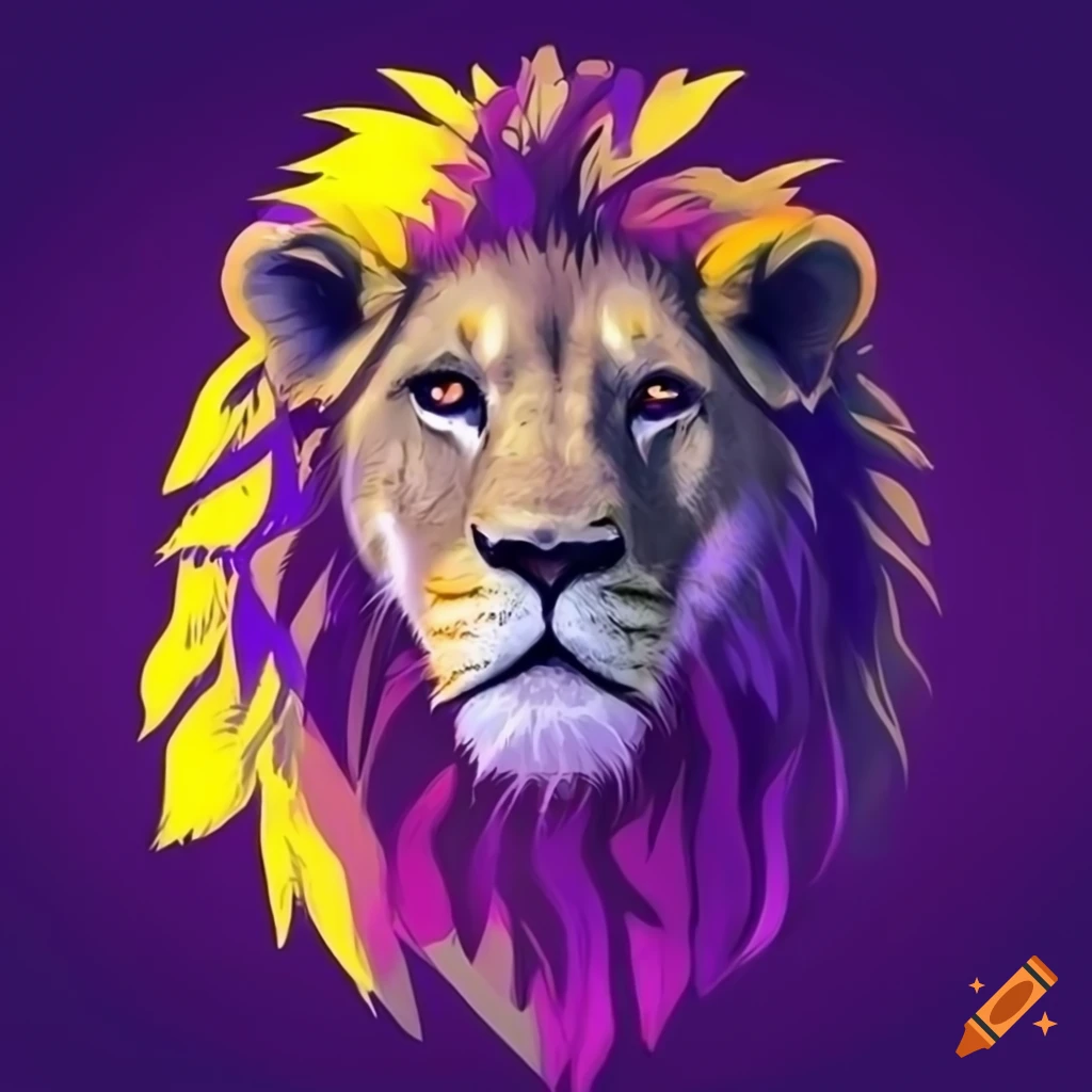 Colorful lion on purple background on Craiyon