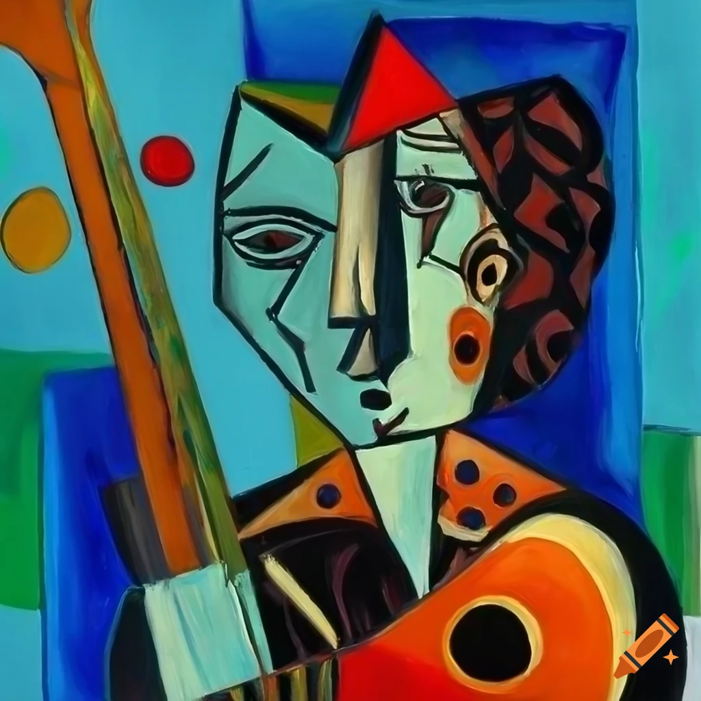Picasso-style painting of a musician on Craiyon