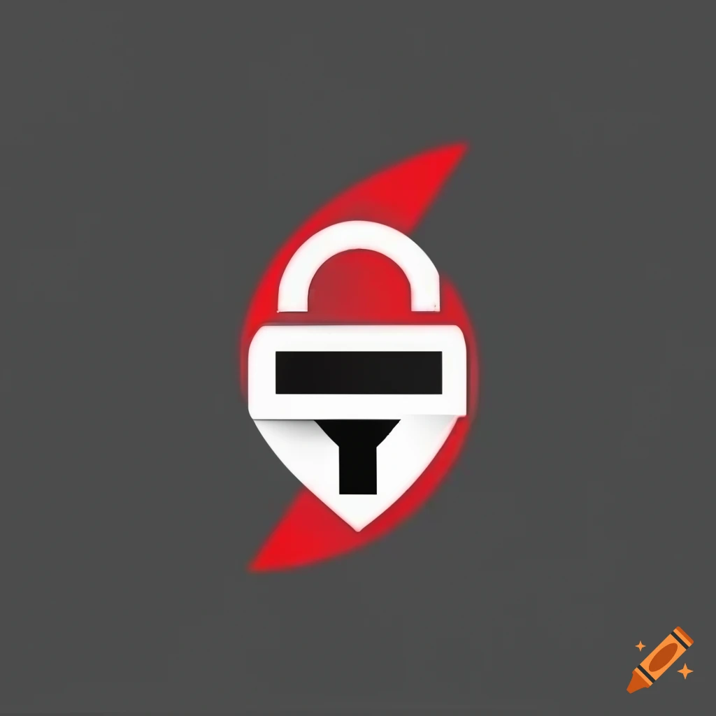 Striking red, white, and black logo design for a security company