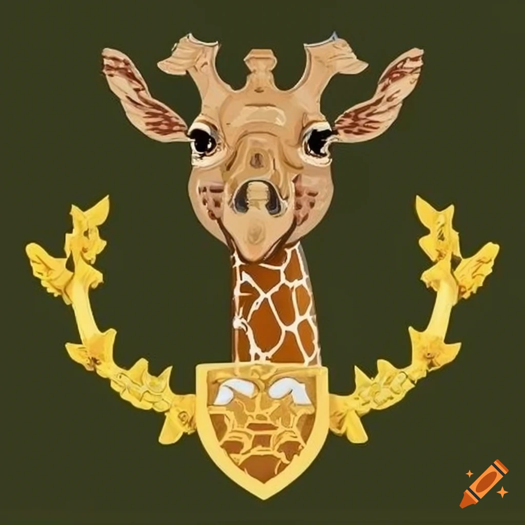 Emblem with a regal giraffe design