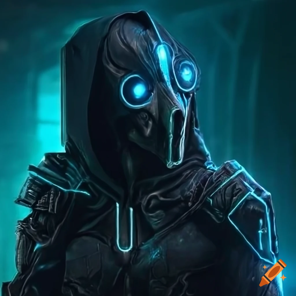 Iridescent cyber wraith in a gritty sci-fi setting on Craiyon