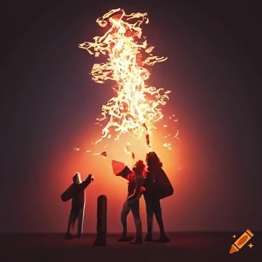 Group of teenagers launching firecrackers on Craiyon