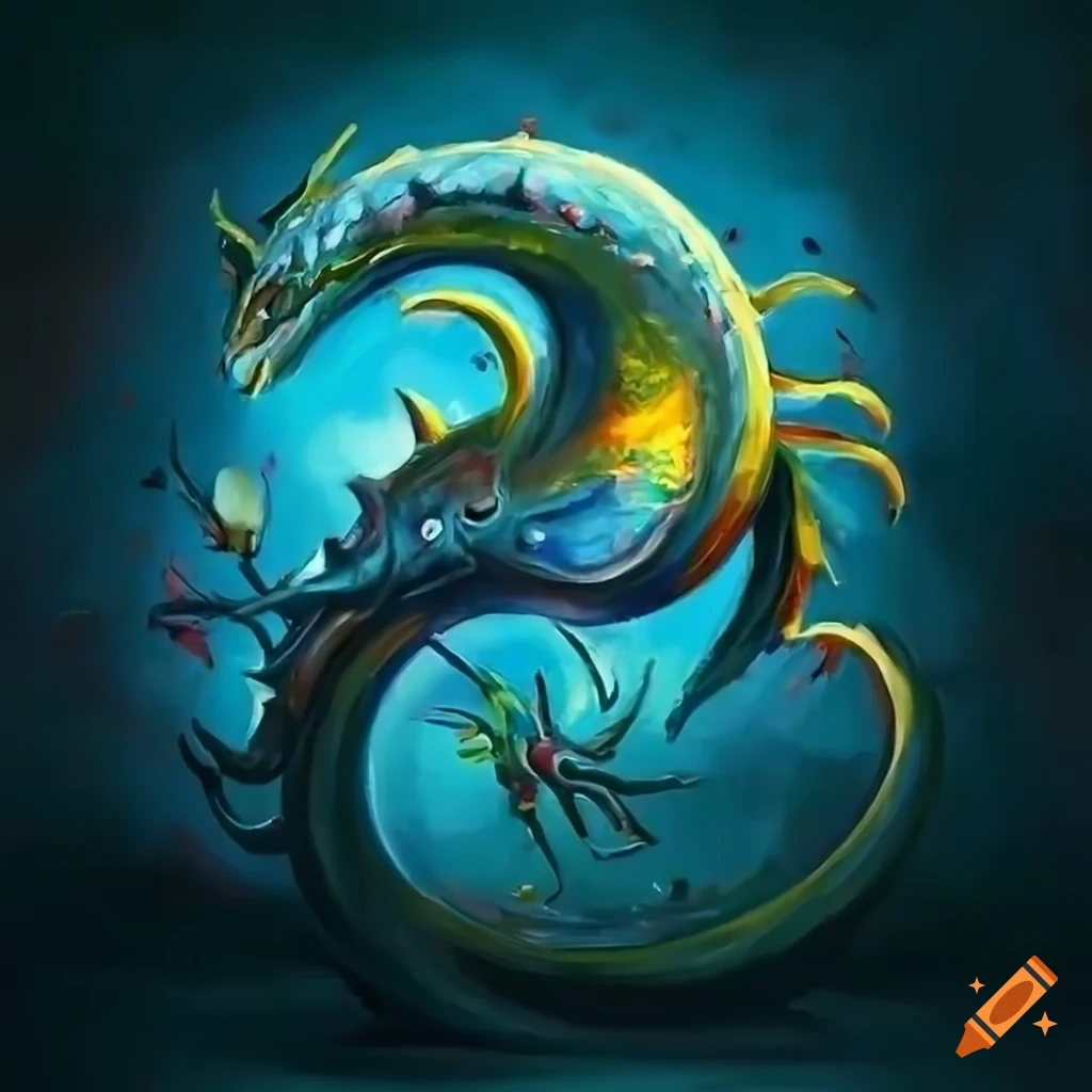 Oil painting of an elegant aquatic mythical creature on Craiyon