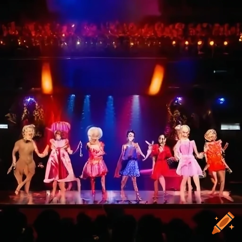 Drag queens performing as a band on RuPaul's Drag Race on Craiyon