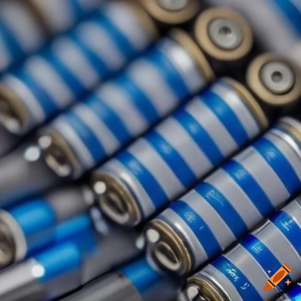 Connected batteries in electric blue and dark blue on Craiyon