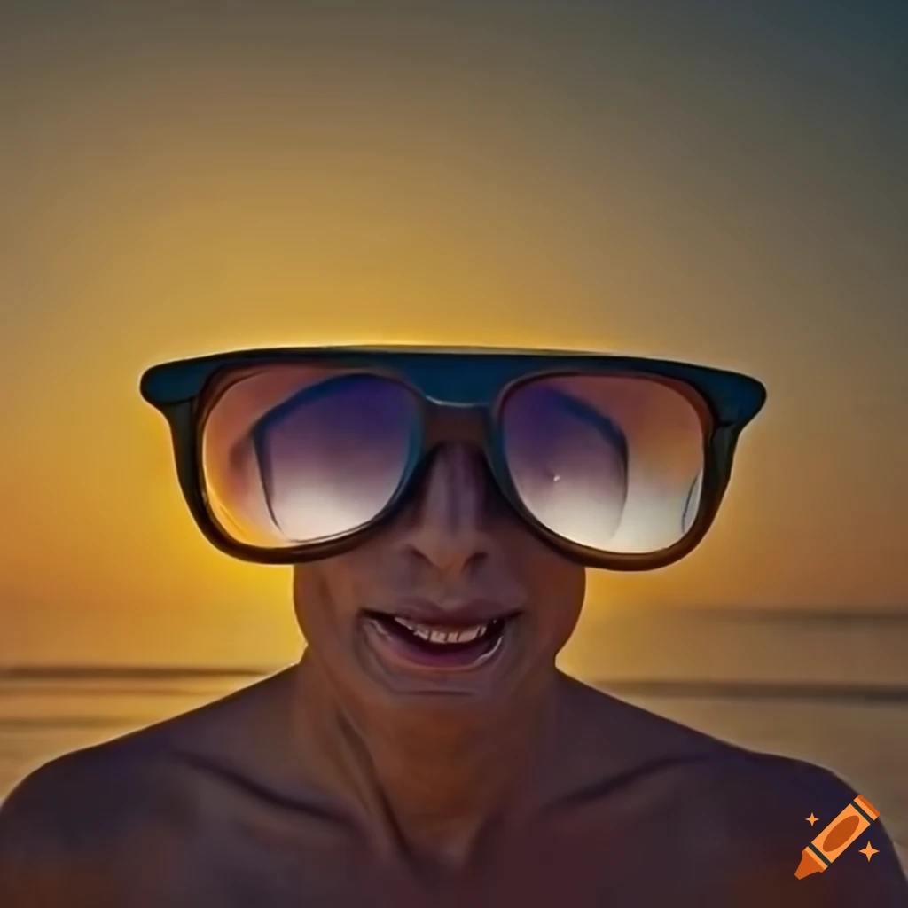 Surreal artwork of a smiling sun with sunglasses on Craiyon