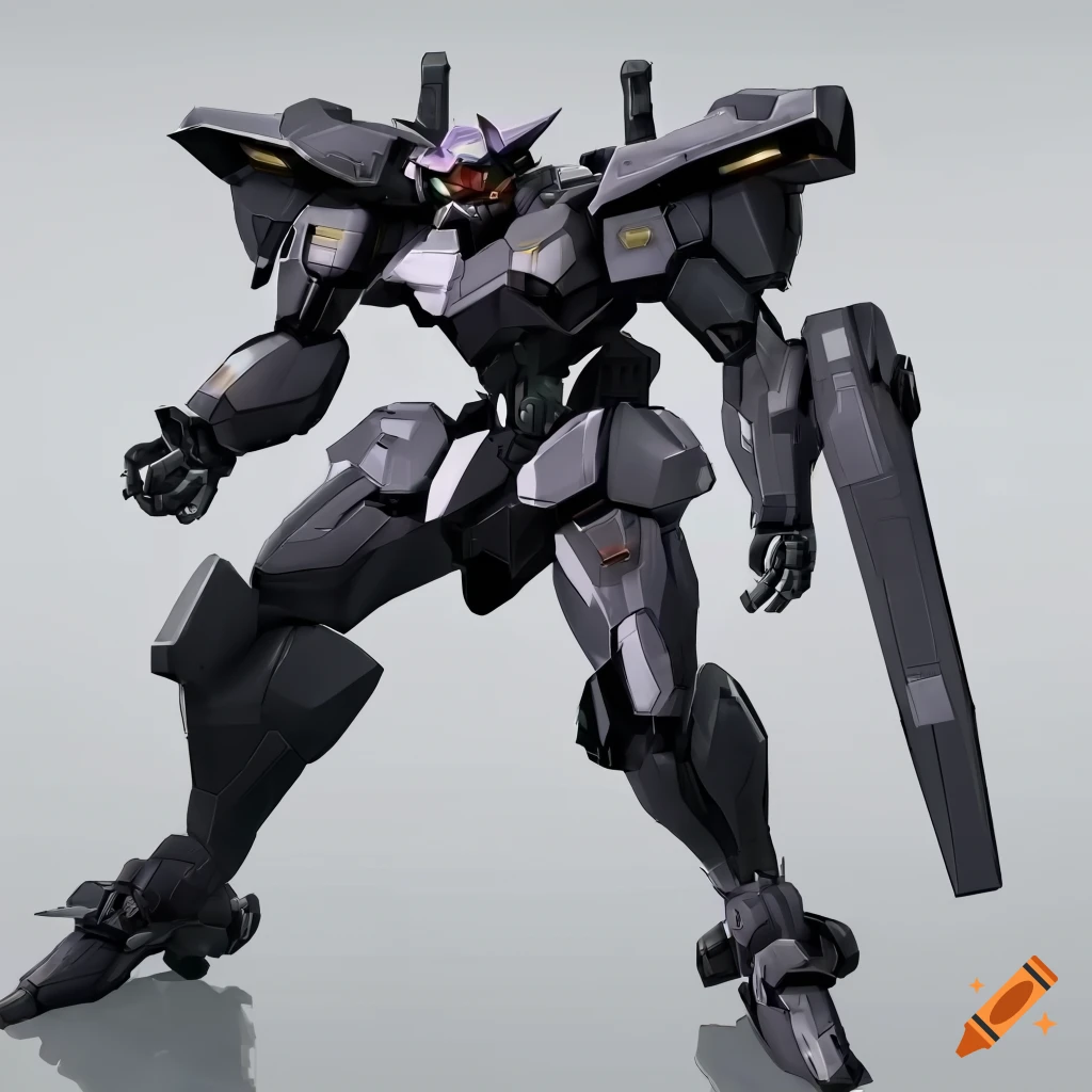 Black stealth mecha with visible exoskeleton on Craiyon