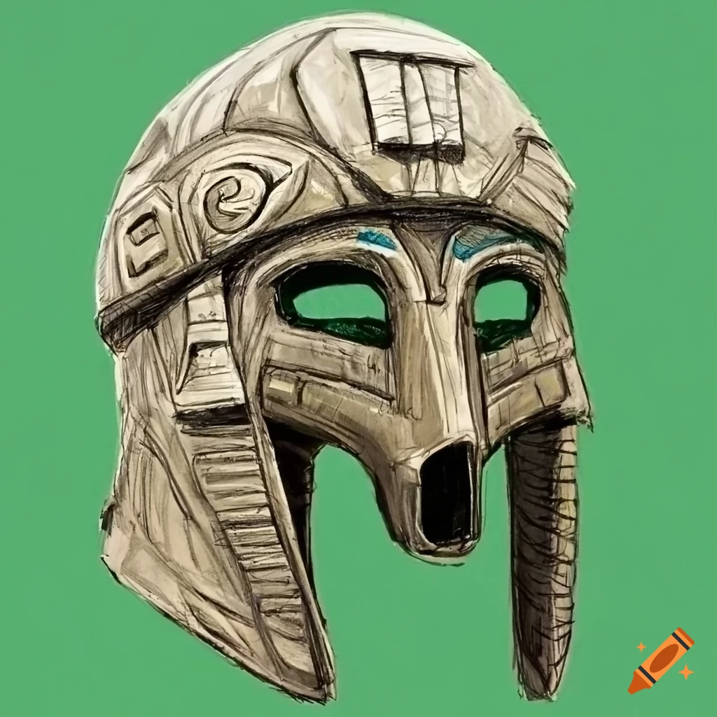 Rough sketch of an Egyptian pharaoh helmet with a green screen ...