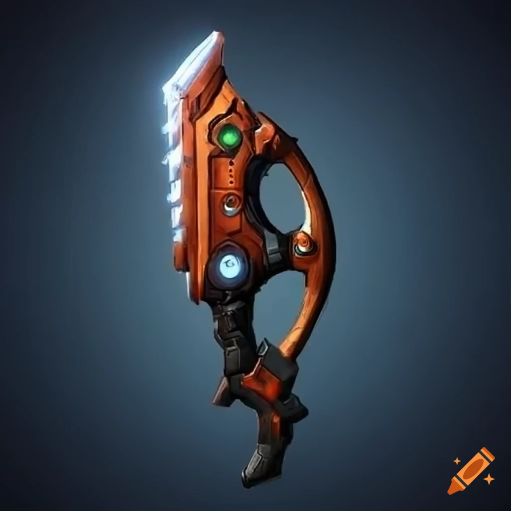 Stylized concept art of modular weapons