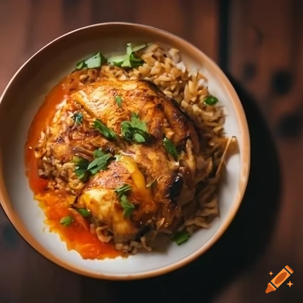 Plate of Ahmedi chicken rice on Craiyon