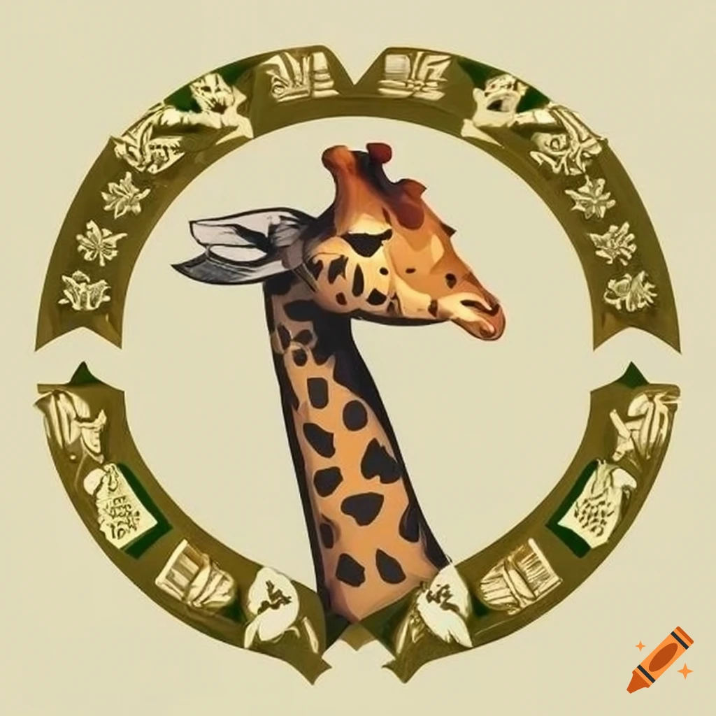 Emblem with a regal giraffe design