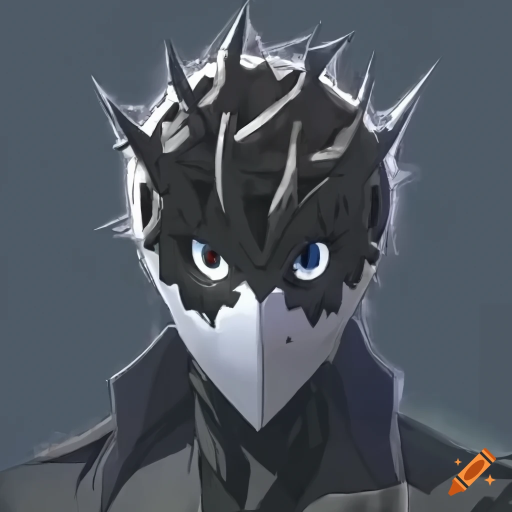 Persona 5 character wearing a mask and crown of thorns on Craiyon