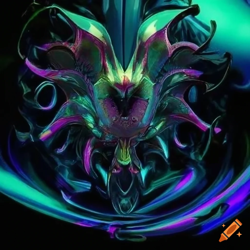 Concept art of a living metallic entity on Craiyon