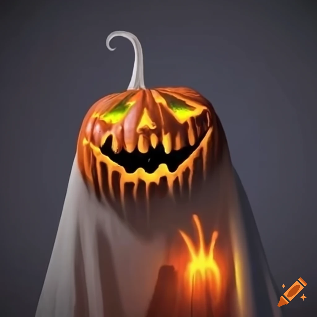 Spooky ghost pointing at a meteor shower