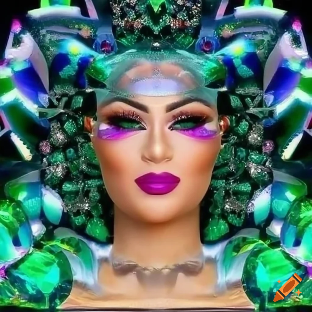 Extremely detailed portrait of a mermaid with emerald and diamond ...