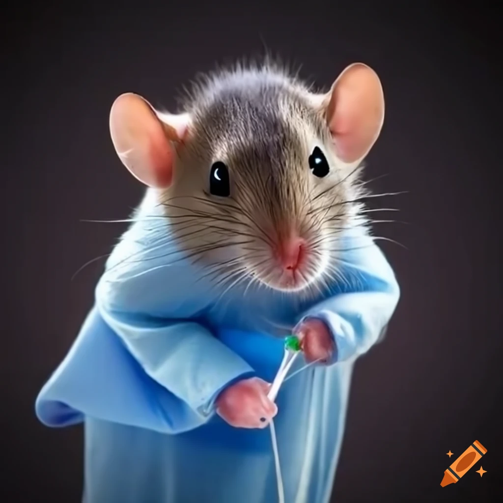 Rat in a lab coat holding a pipette on Craiyon