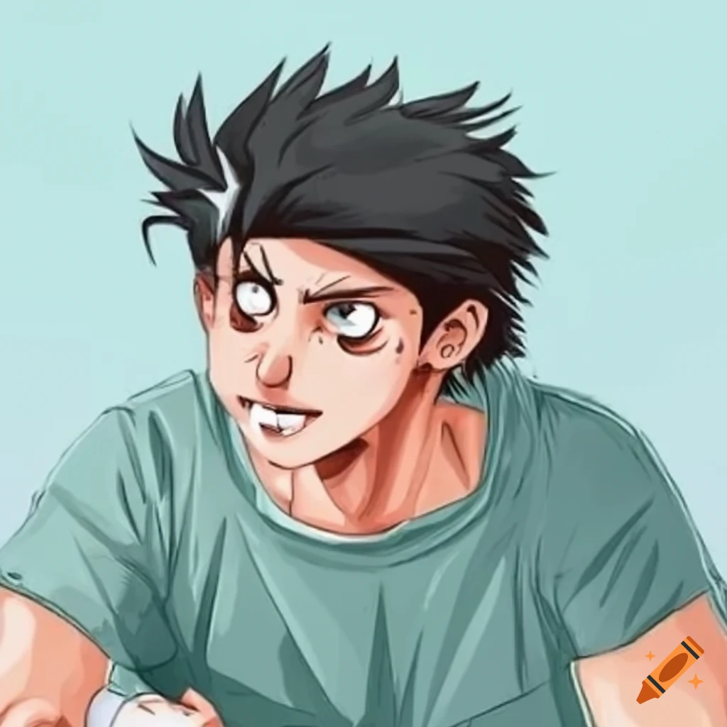 Cartoon illustration of a man with a metal jaw