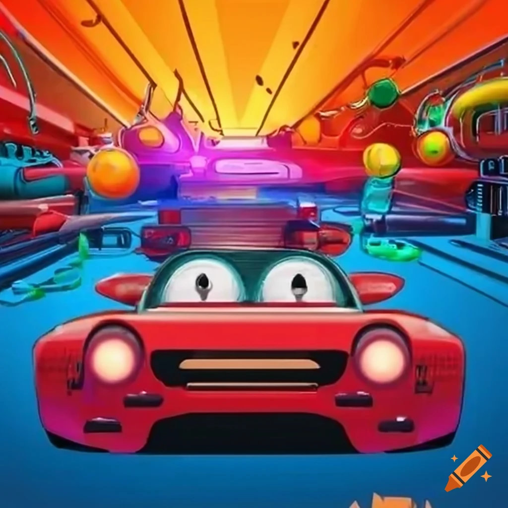 Child playing car circuit game on Craiyon