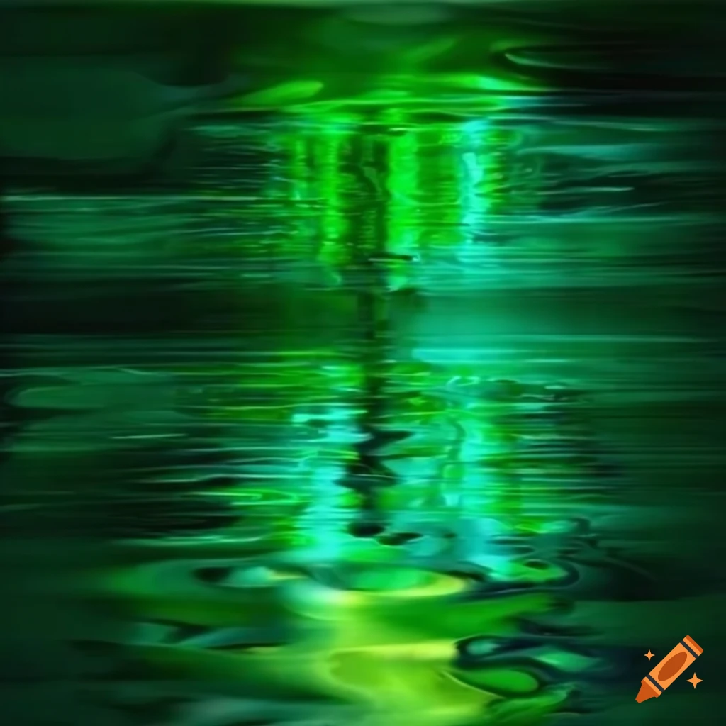 Green abstract artwork with beautiful reflections