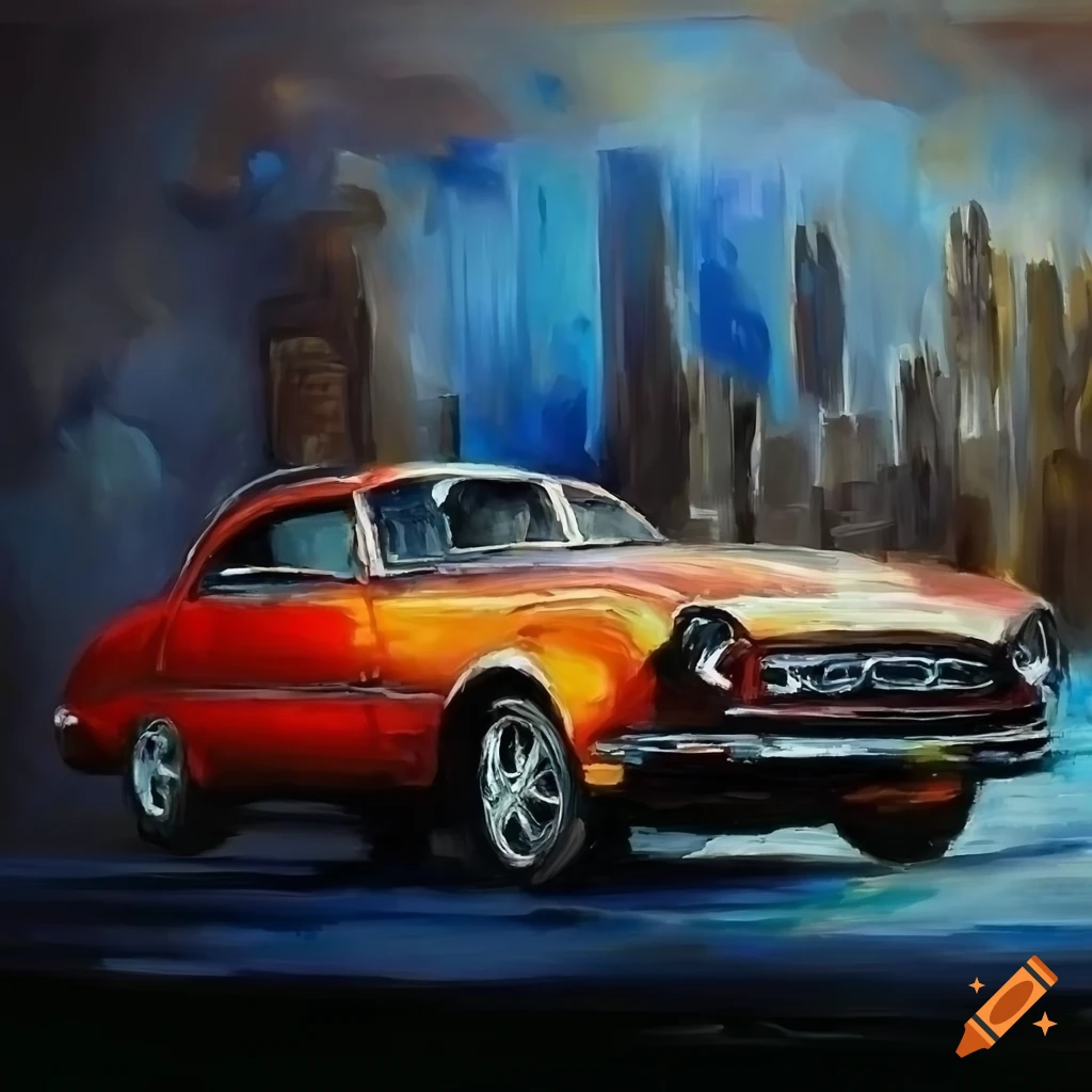 Oil painting of a city with buildings on Craiyon