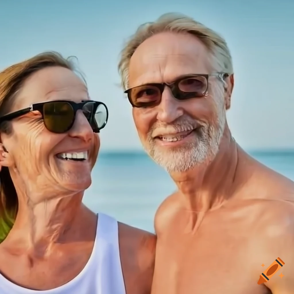 Middle Aged Couple Enjoying The Beach On Craiyon
